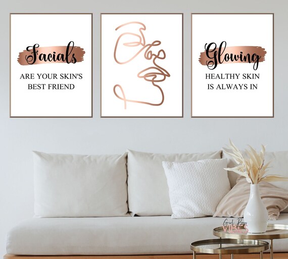 Rose Gold Facial Salon Signs Line Art Esthetician Décor - Etsy