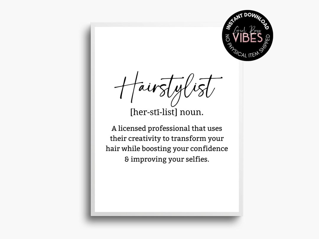 Hairstylist Definition Printable Hair Salon Decor Download - Etsy