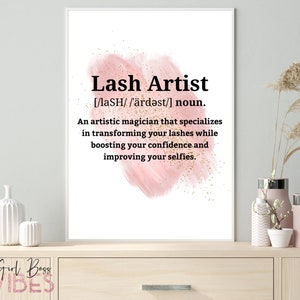 Lash Artist Definition Print, Lash Room Décor, Blush Pink Printable ...