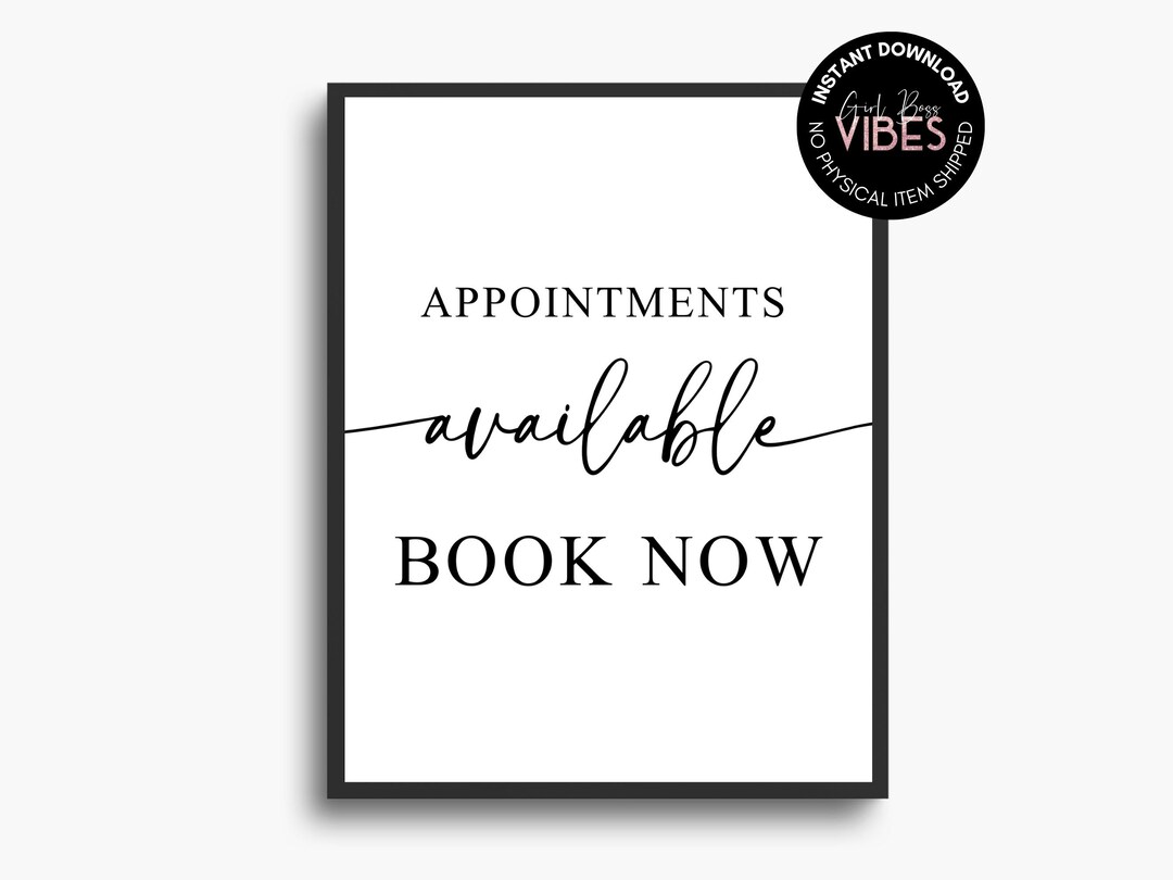 Appointments Available Sign, Printable, Hair Salon Decor, Spa Decor ...