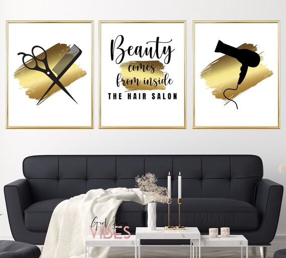 Hair salon wall art Hair salon decor set of 3 prints Hair salon wall ...
