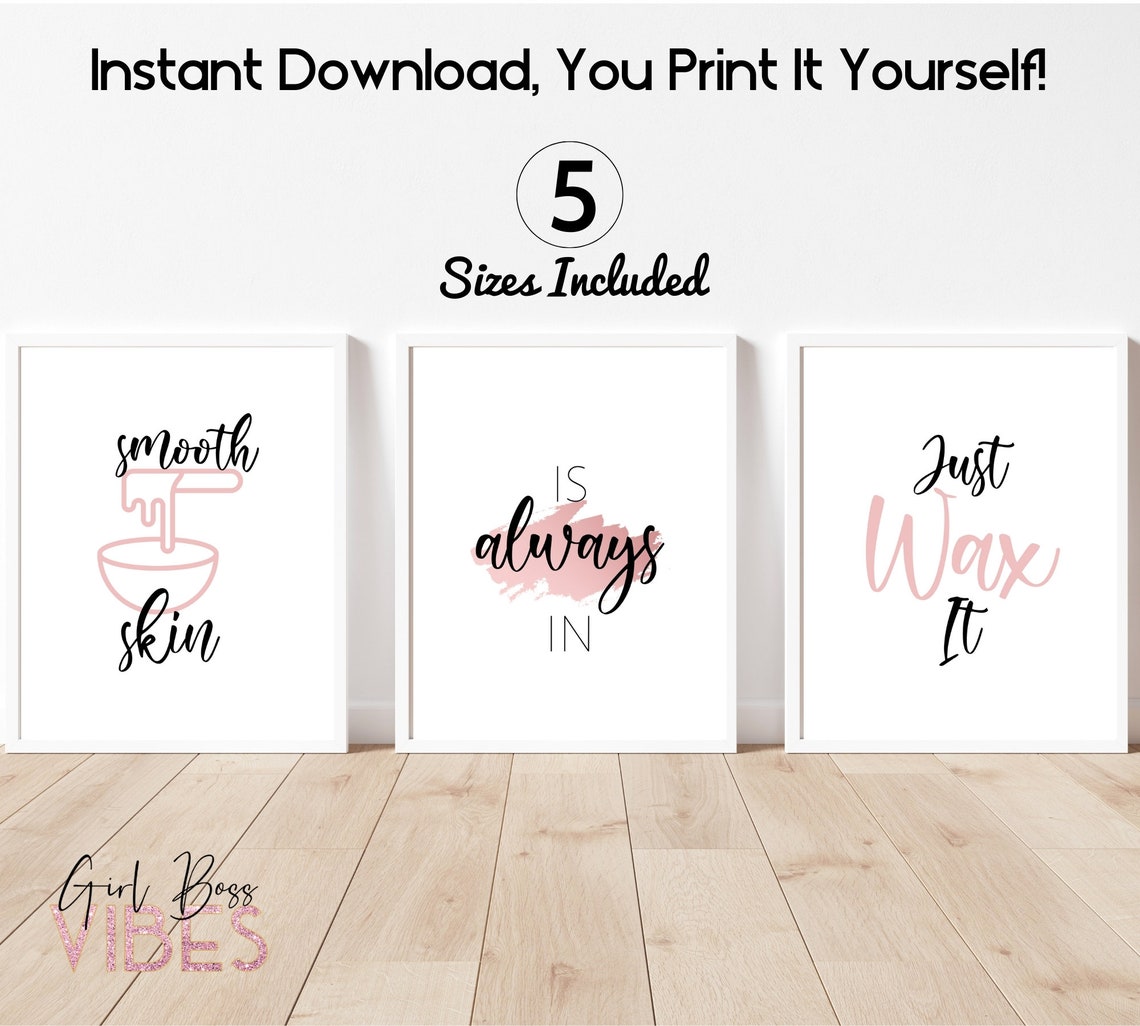 Blush Pink Waxing Decor Body Waxing Quotes Printable Wall | Etsy