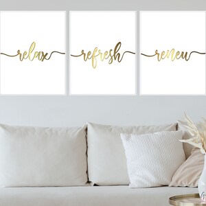 Gold Relax Wall Decor 3 PC Set Printable Wall Art Massage - Etsy