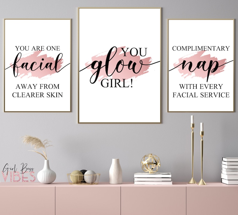 Facial Sign, Esthetician Wall Decor, Printable Wall Art 3pc Set - Etsy