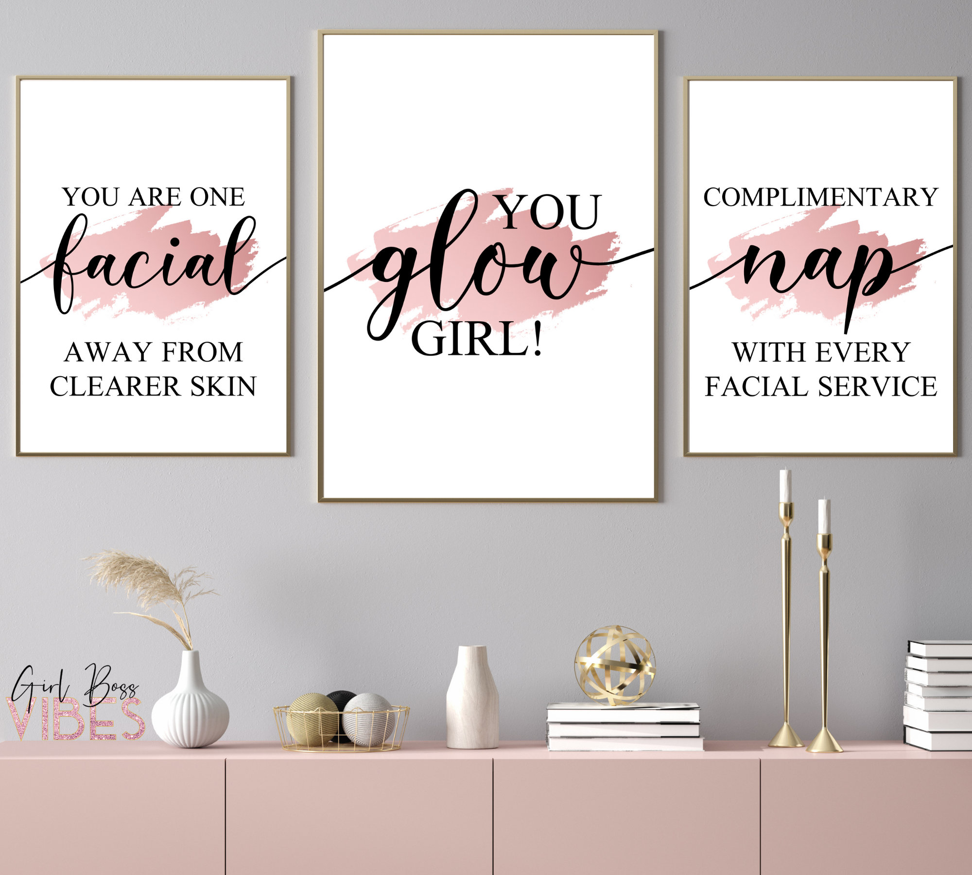 Facial Sign, Esthetician Wall Decor, Printable Wall Art 3pc Set - Etsy