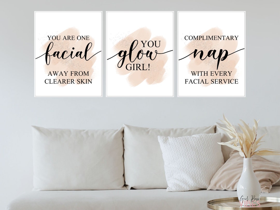 Facial Signs, Esthetician Wall Decor, Printable Wall Art 3pc Set ...
