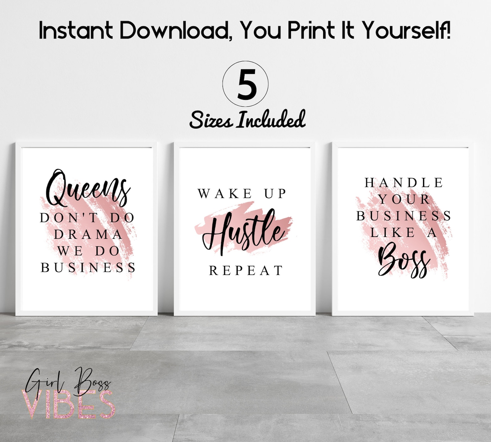 Blush Pink Queen Quotes 3pc Set Printable Wall Art Female - Etsy