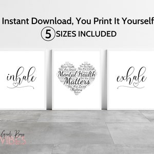 Mental Health Matters Art, 3PC Set Printable Wall Art, Mental Health ...