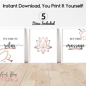 Rose Gold Massage Art, Set of 3 Massage Printable, Spa Salon Decor ...