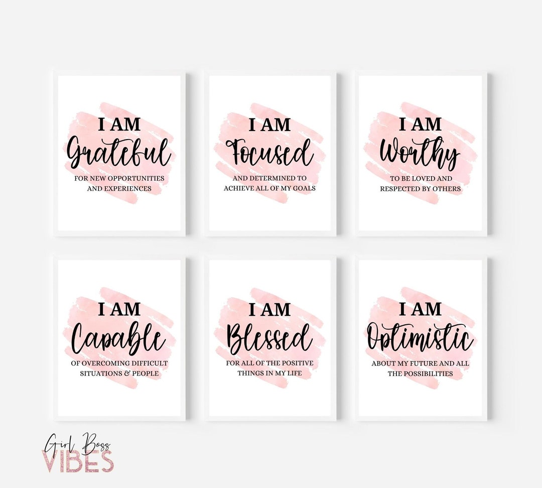 Affirmation Posters Affirmation Wall Art Watercolor Pink 6 - Etsy
