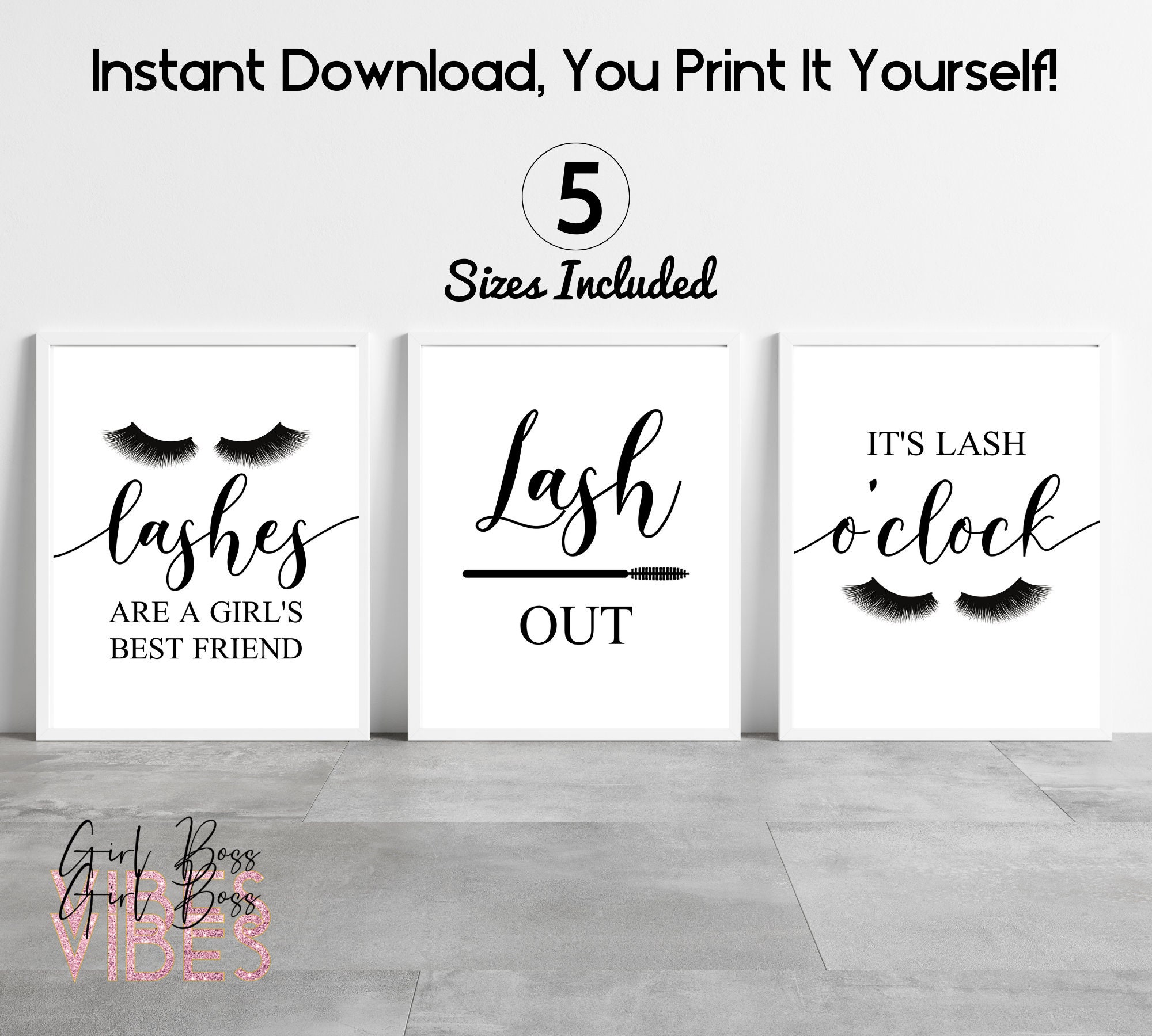 Lash Out Printable Wall Art Eyelash Prints Set of 3 Lashes | Etsy