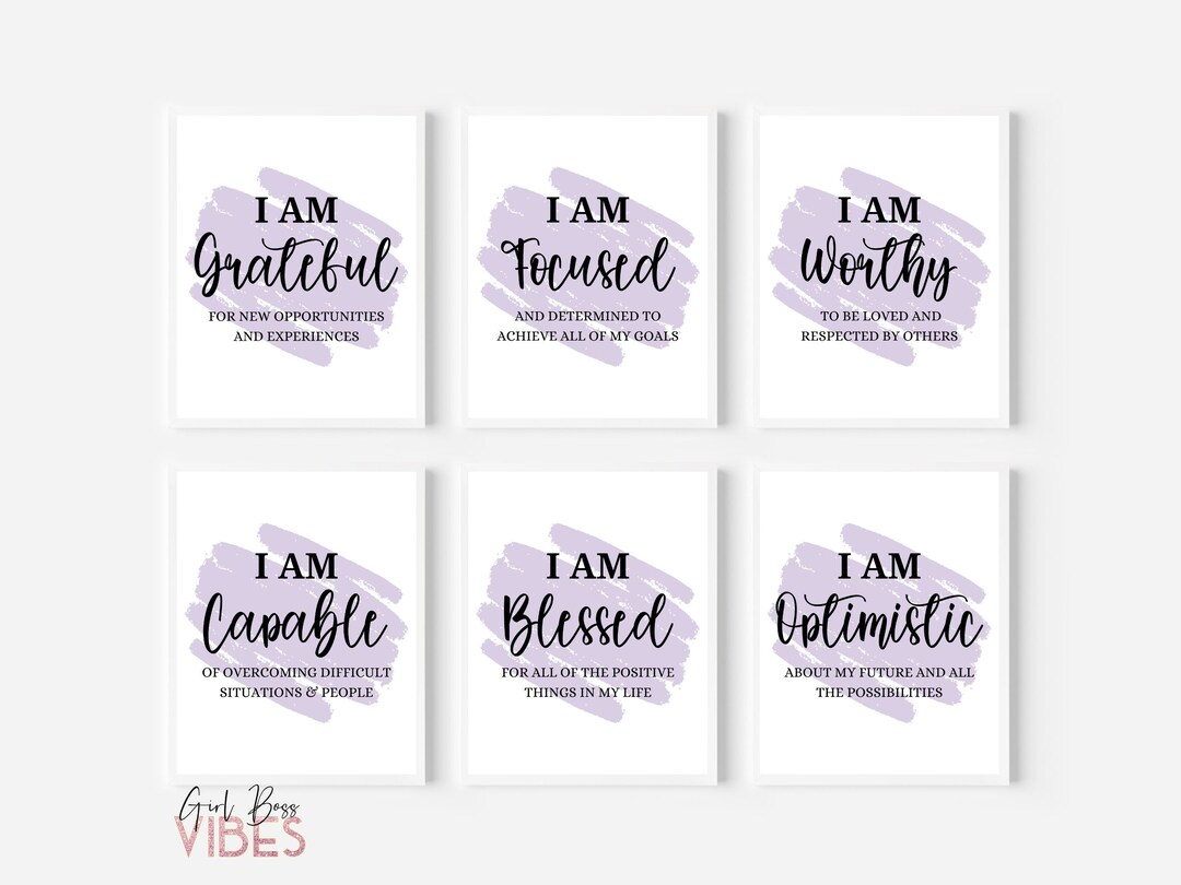 Lavender Purple Affirmation Posters, Affirmation Wall Art, Positivity ...