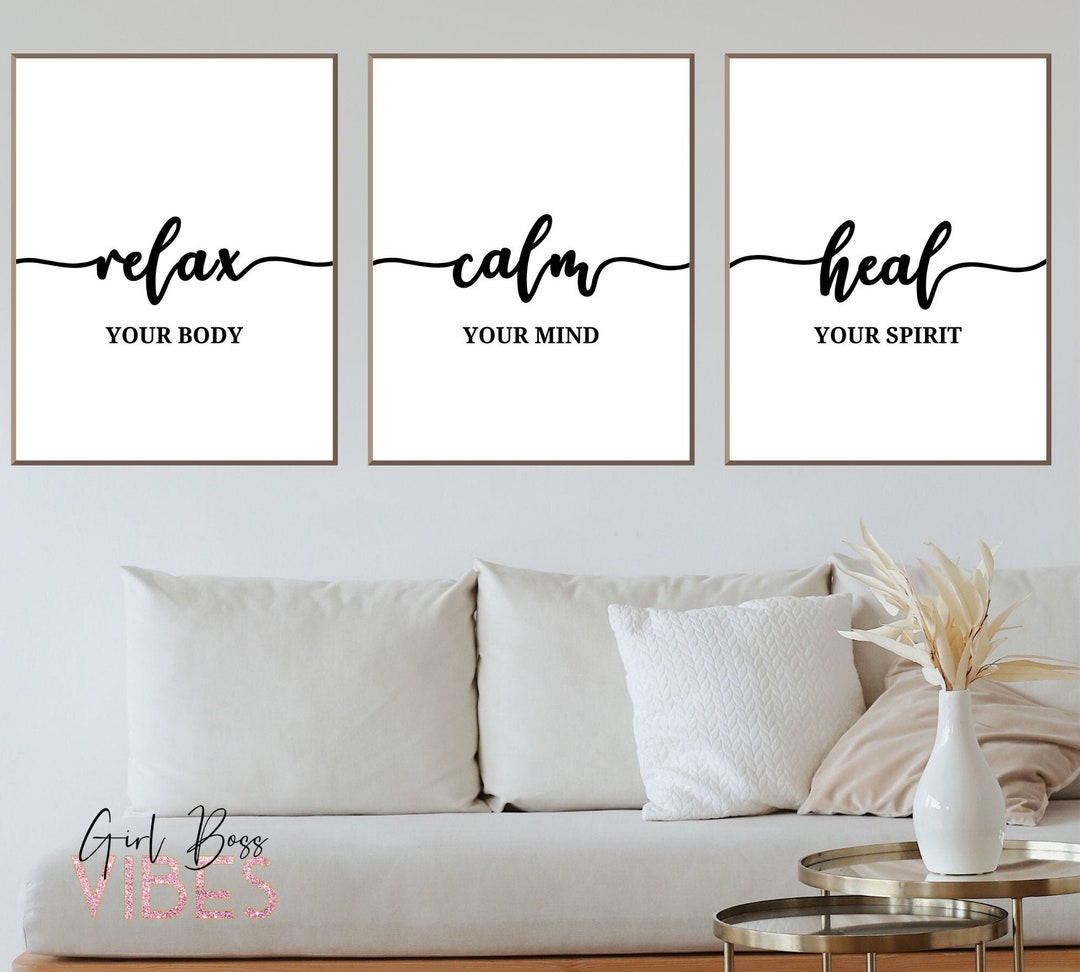Relax Wall Decor, Set of 3, Printable Wall Art, Massage Art, Bathroom ...