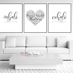 Mental Health Matters Art, 3PC Set Printable Wall Art, Mental Health ...