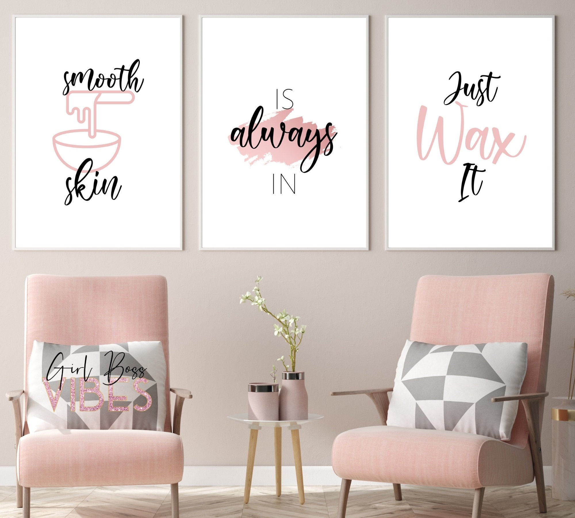 Blush Pink Waxing Decor Body Waxing Quotes Printable Wall | Etsy