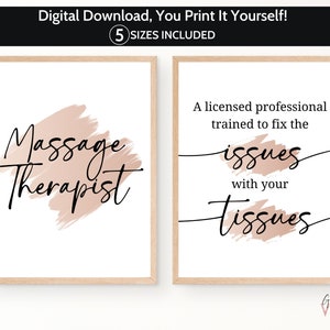 Neutral Massage Therapist Art, Printable 2pc Set, Massage Therapist ...