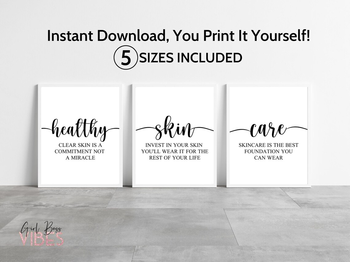 Skincare Art, Spa Posters, Esthetician Decor, 3 Piece Set Printable ...