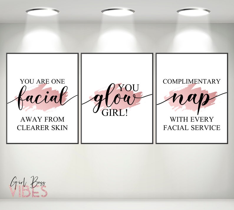 Facial Sign, Esthetician Wall Decor, Printable Wall Art 3pc Set - Etsy