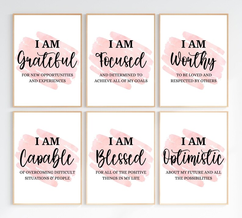 Affirmation Posters Affirmation Wall Art Watercolor Pink 6 - Etsy