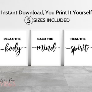 Relax Calm Heal Print Set: Spa Decor Wall Art (digital Download) - Etsy