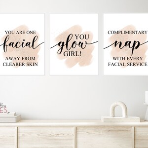 Facial Signs, Esthetician Wall Decor, Printable Wall Art 3pc Set ...