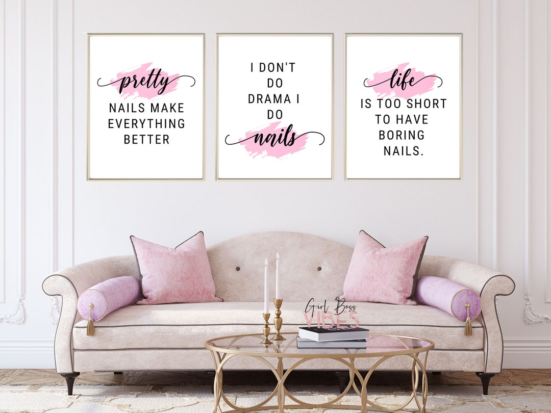 Pretty Pink Nail Salon Signs, Nail Quote Poster, Nail Salon Décor, Nail ...