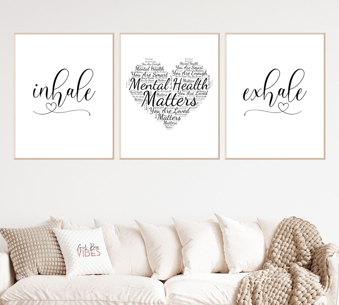 Mental Health Matters Art, 3PC Set Printable Wall Art, Mental Health ...