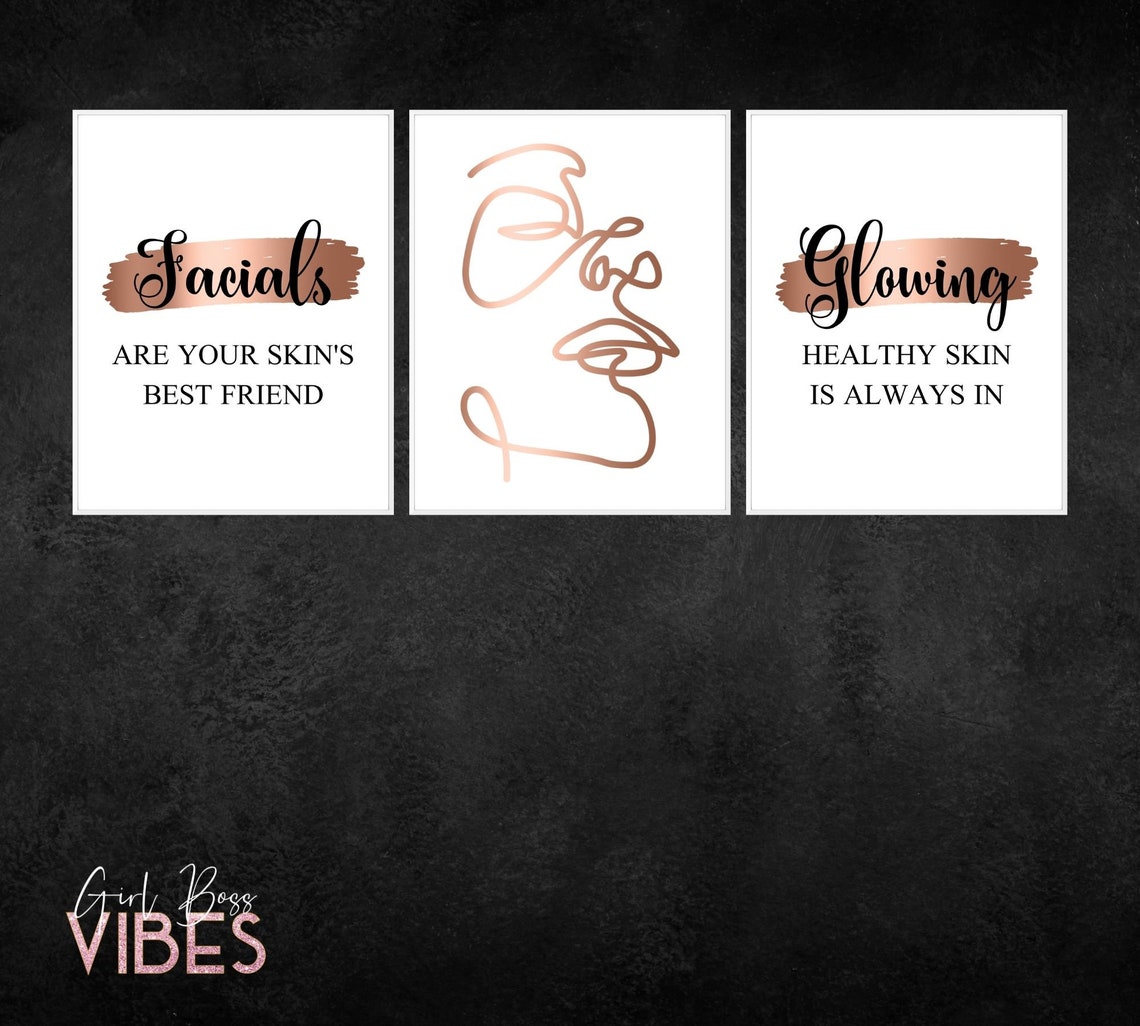 Rose Gold Facial Salon Signs Line Art Esthetician Décor - Etsy