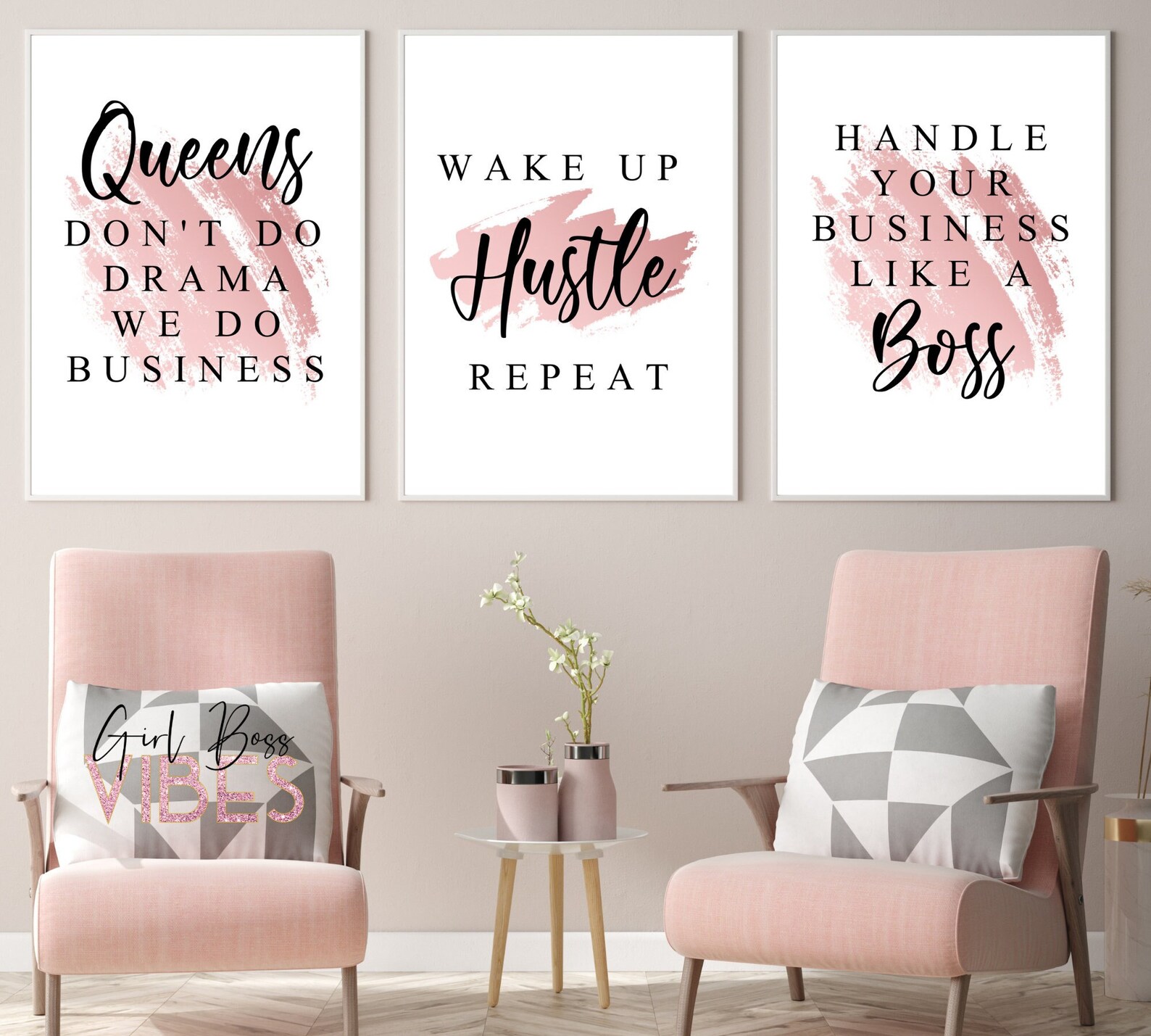 Blush Pink Queen Quotes 3pc Set Printable Wall Art Female - Etsy