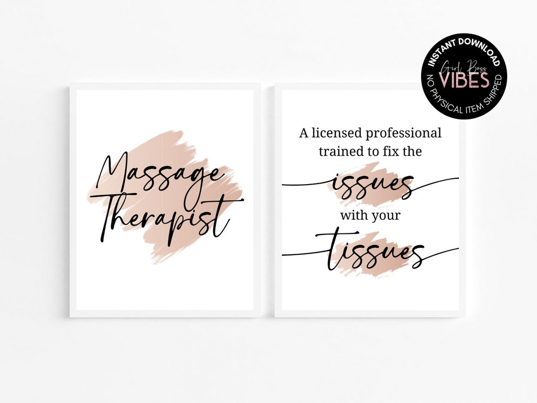 Neutral Massage Therapist Art, Printable 2pc Set, Massage Therapist ...
