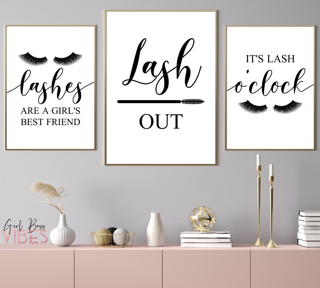 Lash Out, Printable Wall Art, Eyelash Prints, Set of 3, Lashes Prints ...