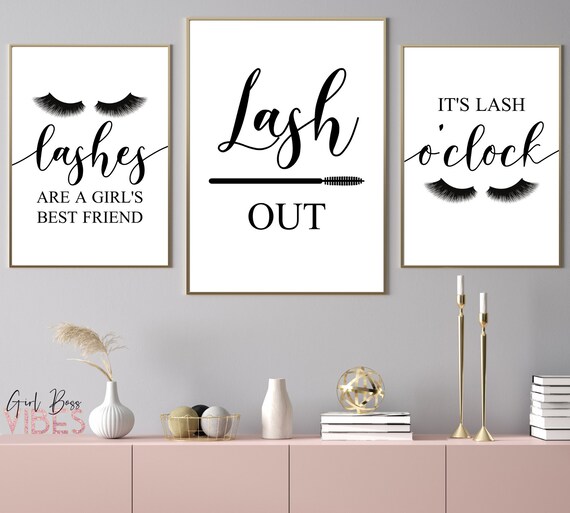 Lash Out Printable Wall Art Eyelash Prints Set of 3 Lashes | Etsy