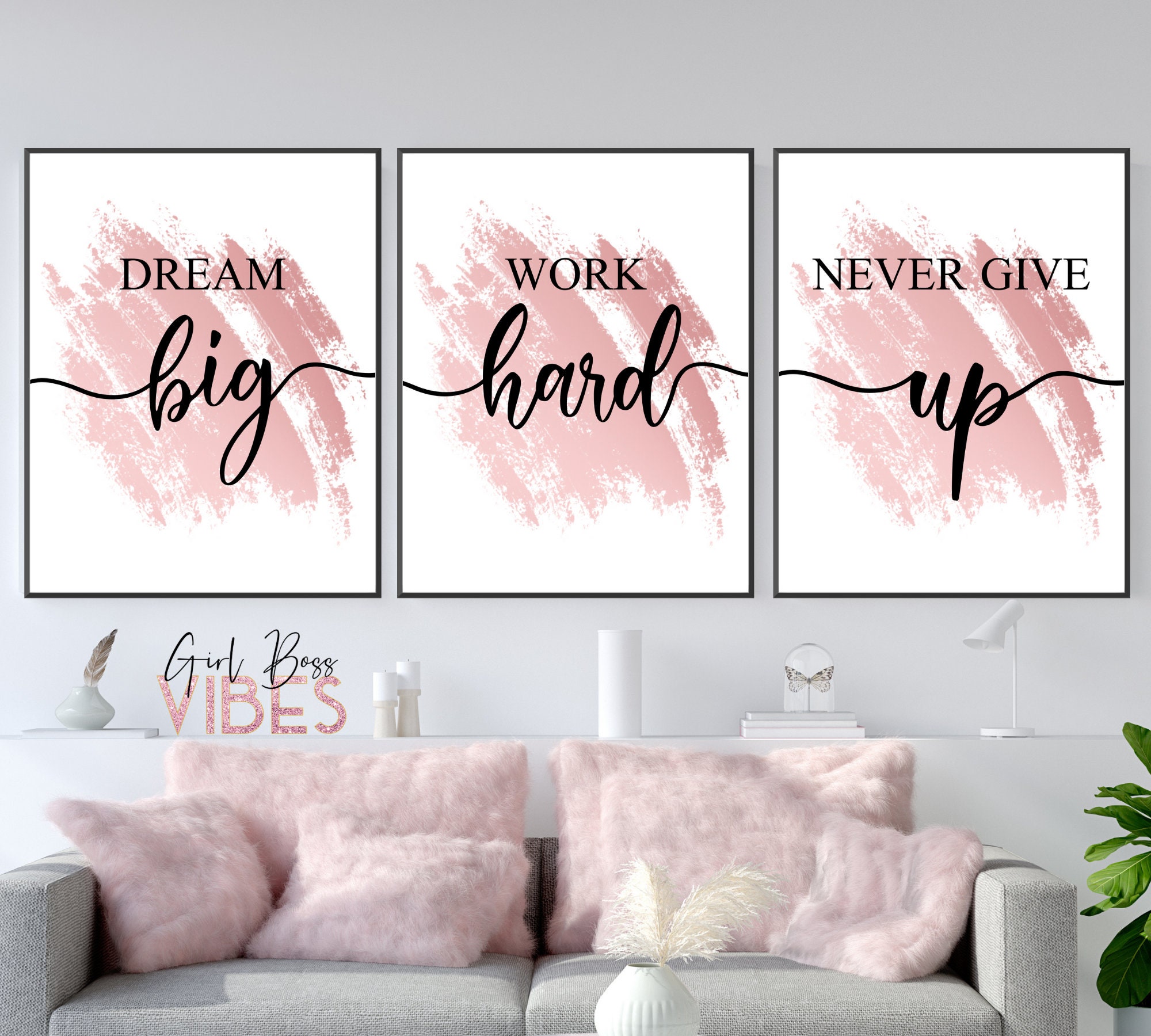 Blush Pink Instant Download Boss Babe Printable Office Wall Art Gold ...