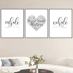 Mental Health Matters Art, 3PC Set Printable Wall Art, Mental Health ...