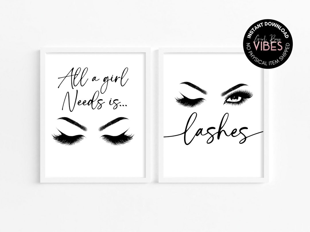 Eyelash Room Decor 2-piece Printable Wall Art, Lash Poster, Lash Room ...