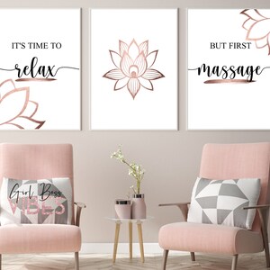 Rose Gold Massage Art, Set of 3 Massage Printable, Spa Salon Decor ...