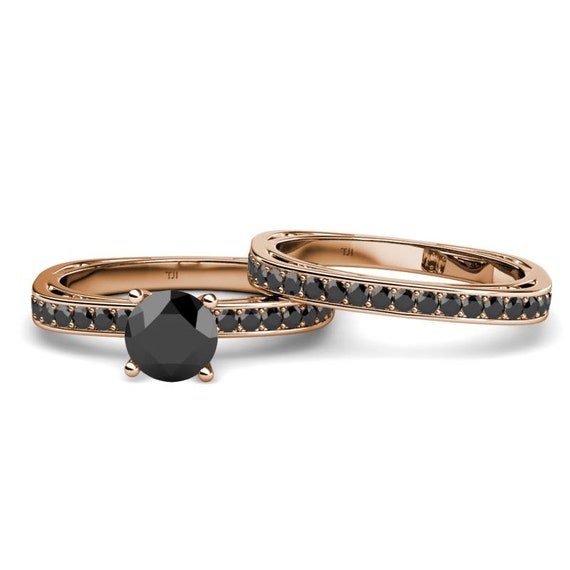 Black Diamond Four Prong Square Shape Womens Engagement Ring & | Etsy