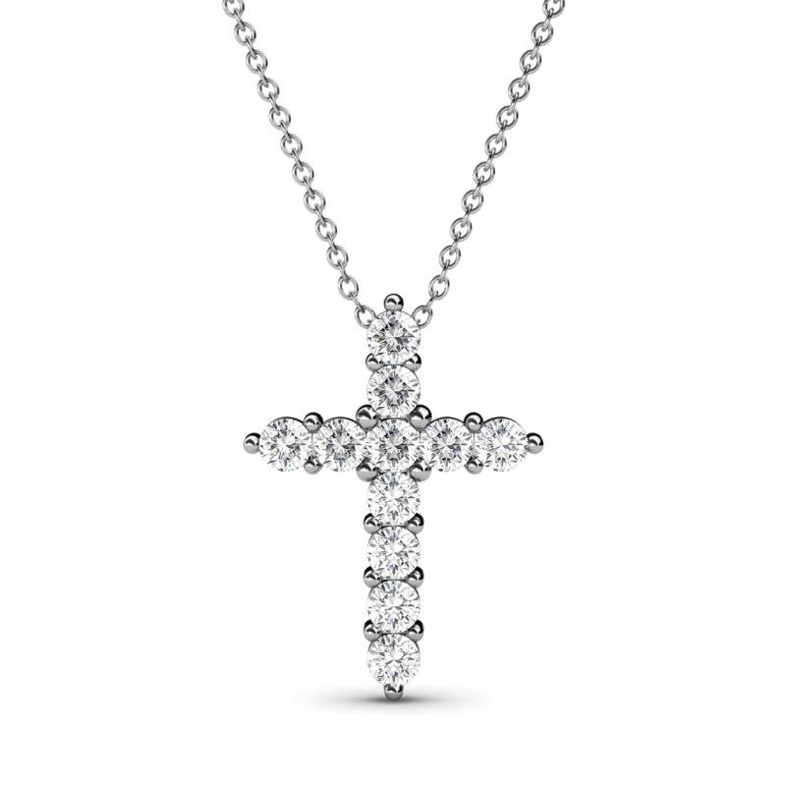 Diamond Womens Cross Pendant Necklace 0.55 ctw 14K White | Etsy