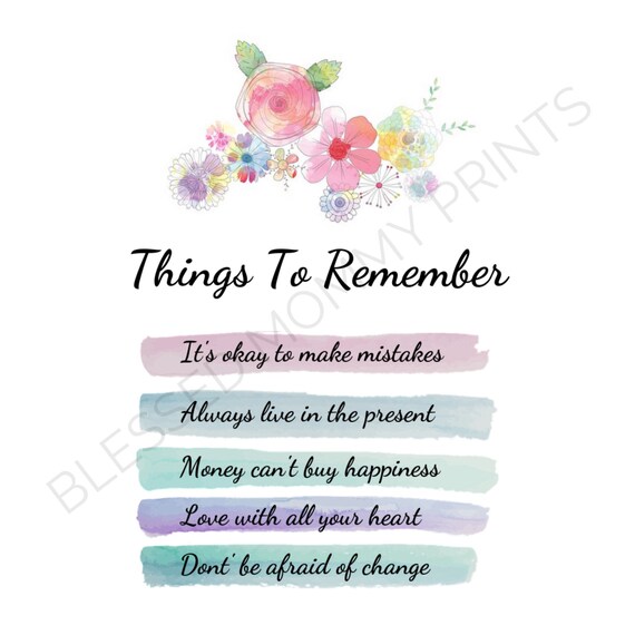 Things To Remember Printable Wall Art Printable Wall Art | Etsy