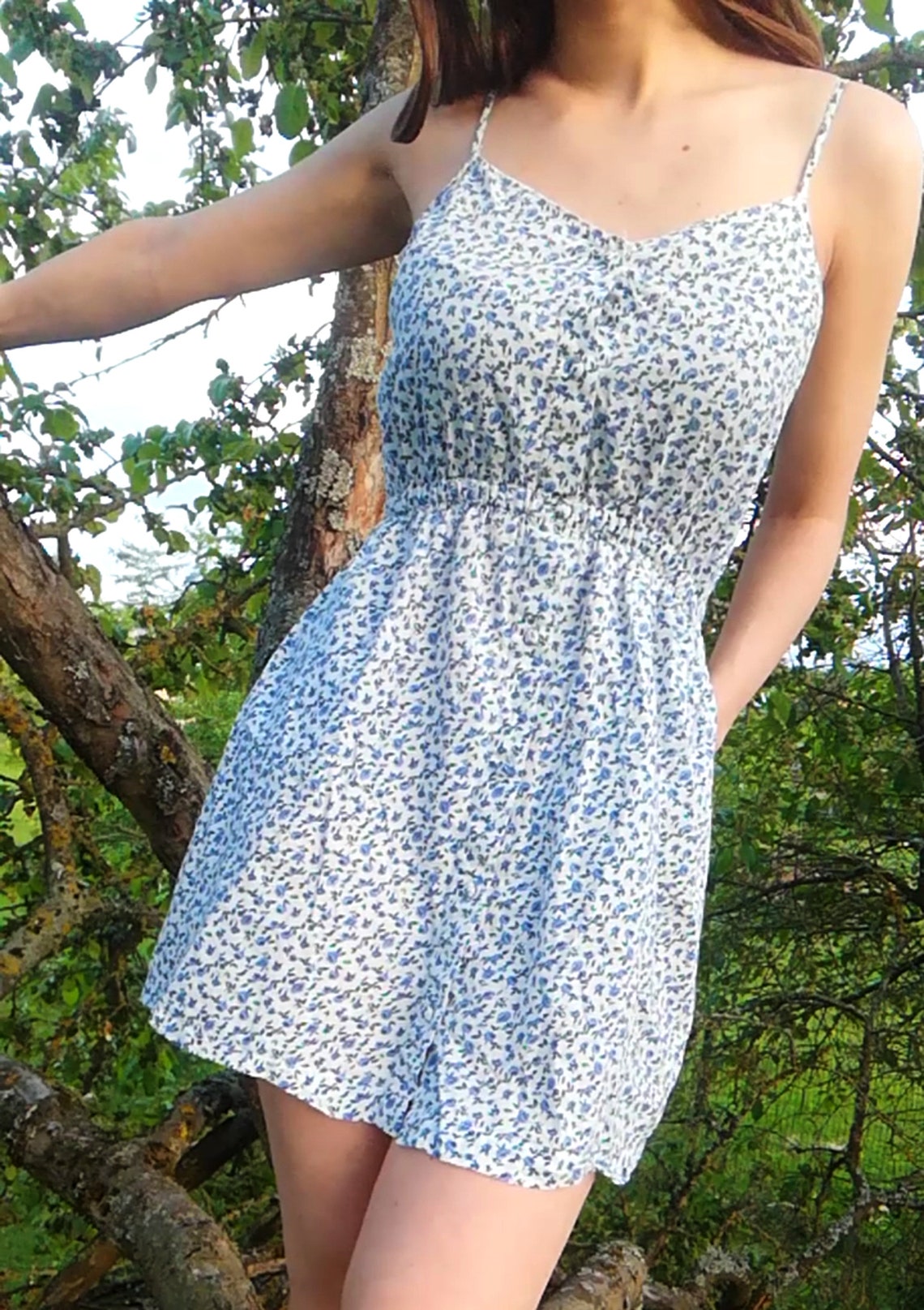 Cute White and Blue Button up Dress With Pockets. 00s Fine - Etsy