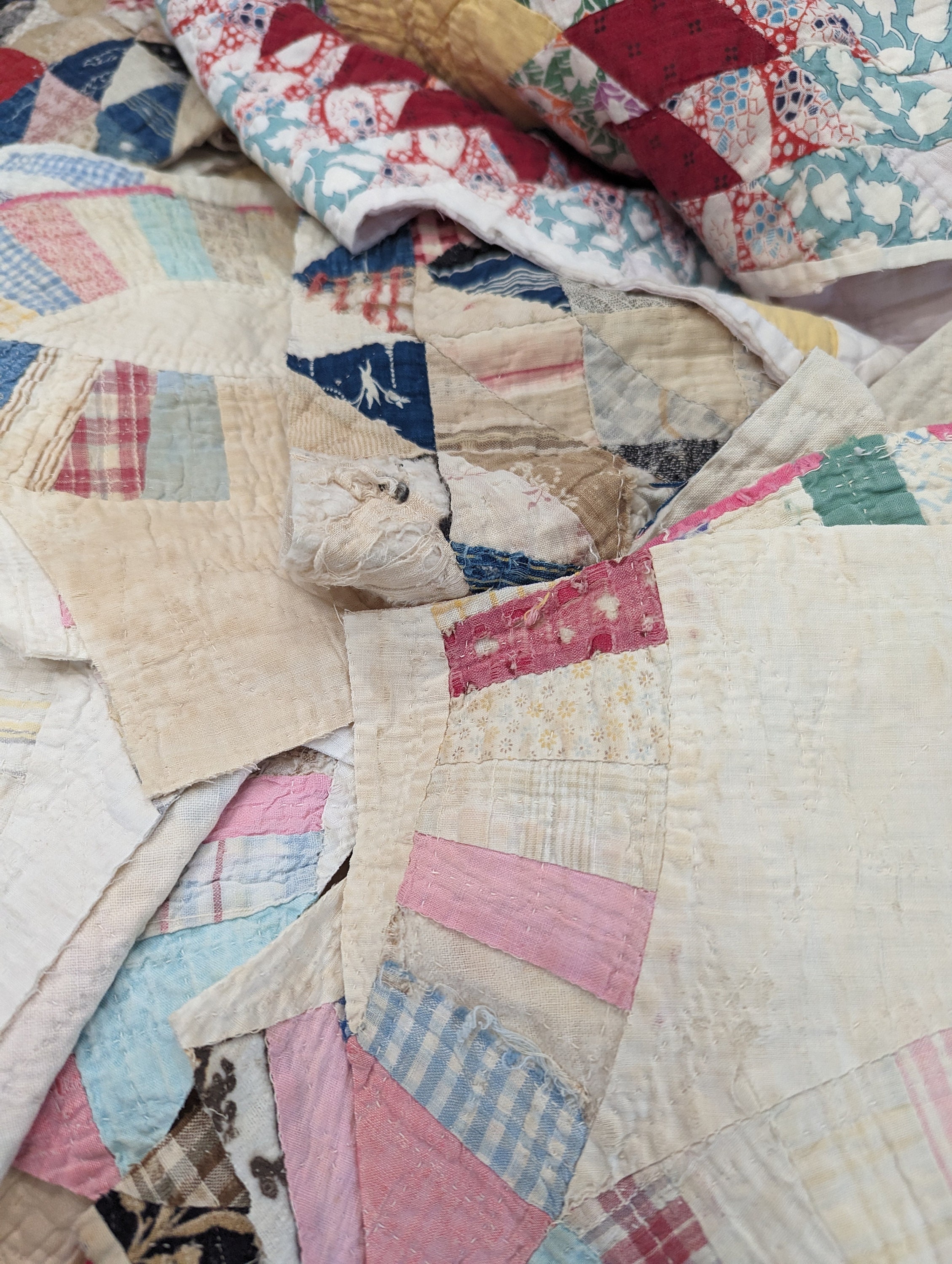 Vintage Quilt Heart Cutouts: Hand-stitched Fabric Embellishments, Set ...