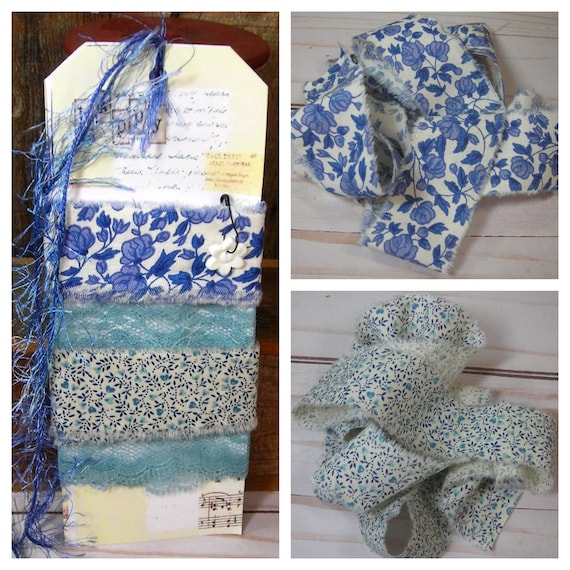 2 Hand Torn Vintage Fabric Ribbon Strips Lace Trim Junk | Etsy