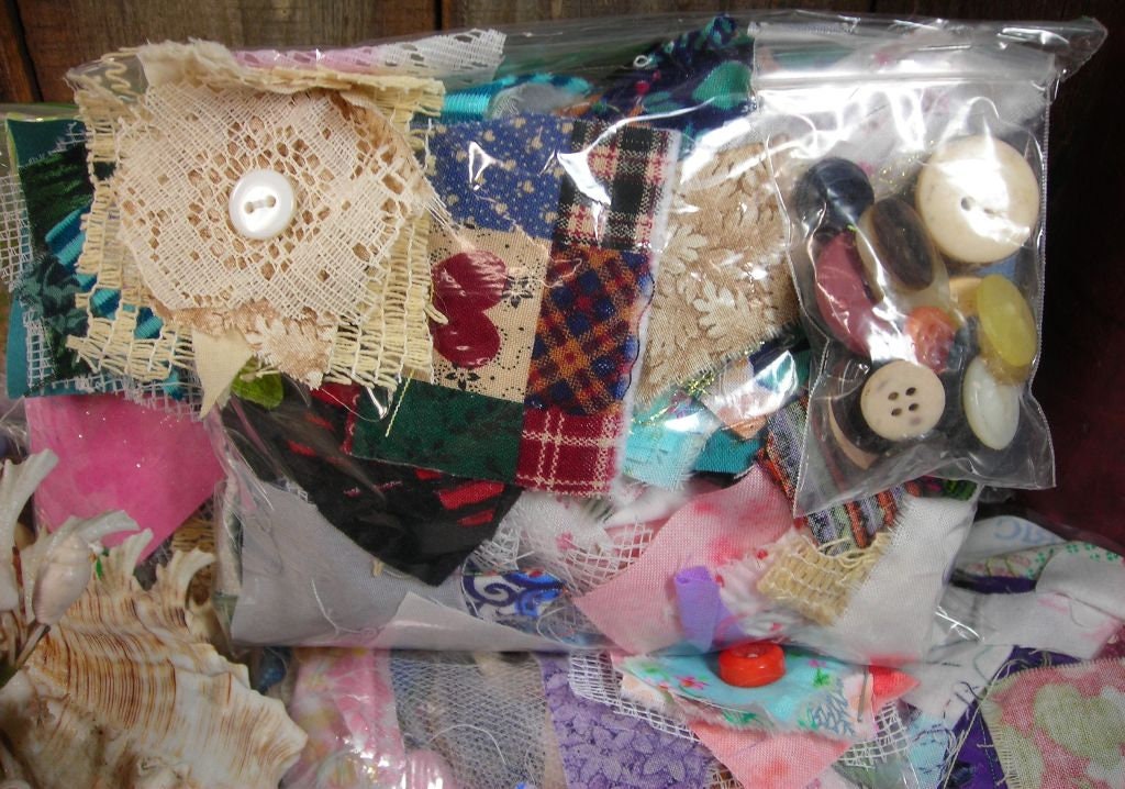 DIY Fabric Cluster Kit: Lace, Buttons, Embellishments for Junk Journals ...