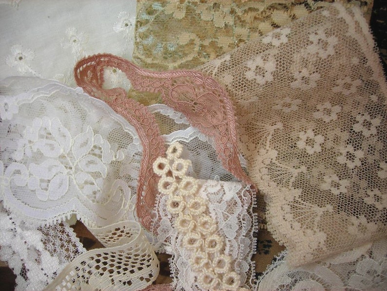 Vintage Lace & Tatting Trim Bundle: 5 Yards Shabby Chic Embellishments ...