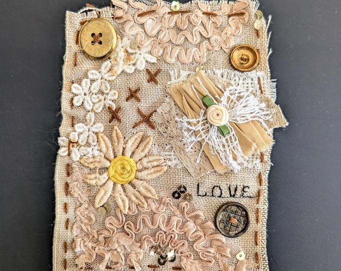 Junk Journal Cover Slow Stitched Handmade Cover Wall Hanging Panel ...
