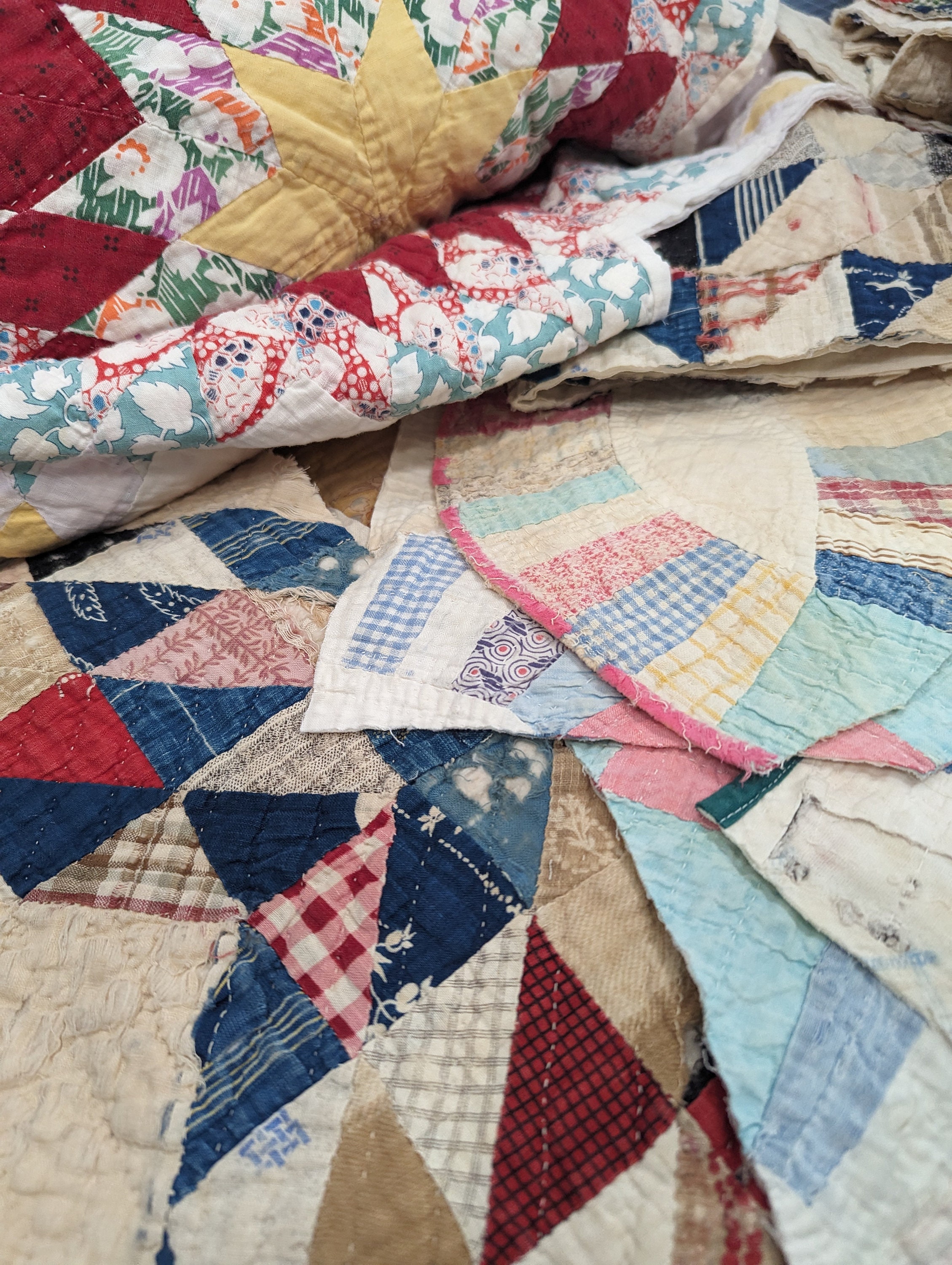 Vintage Quilt Heart Cutouts: Hand-stitched Fabric Embellishments, Set ...