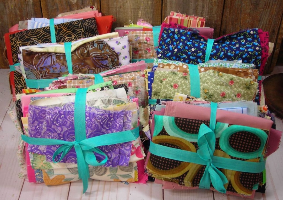 Scrap Fabric Bundle Grab Bag Cotton Quilting, Sewing, Junk Journal ...