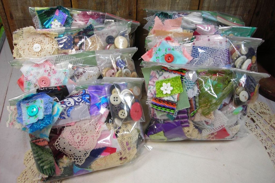 DIY Fabric Cluster Kit: Lace, Buttons, Embellishments for Junk Journals ...