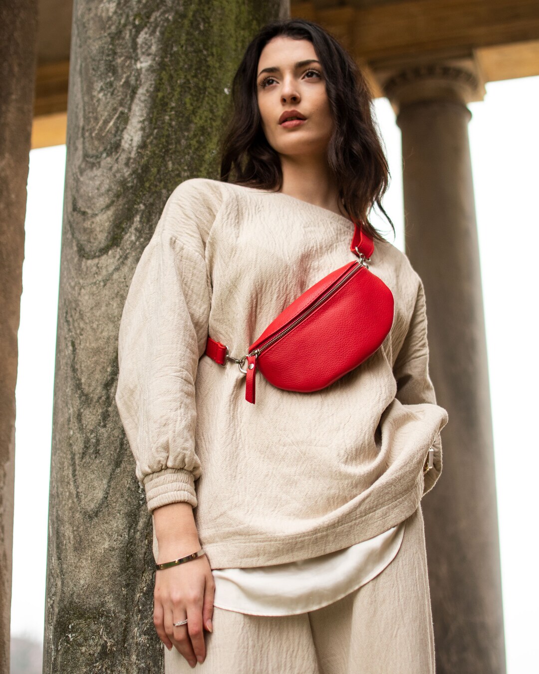 Red Fanny Pack Leather Small Bag Custom Fanny Pack for - Etsy UK