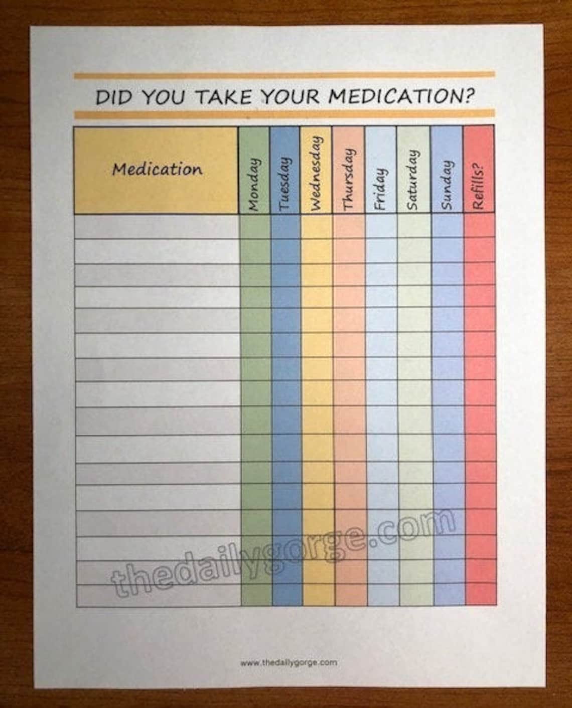Weekly Medication Checklist With Refill Reminder - Etsy